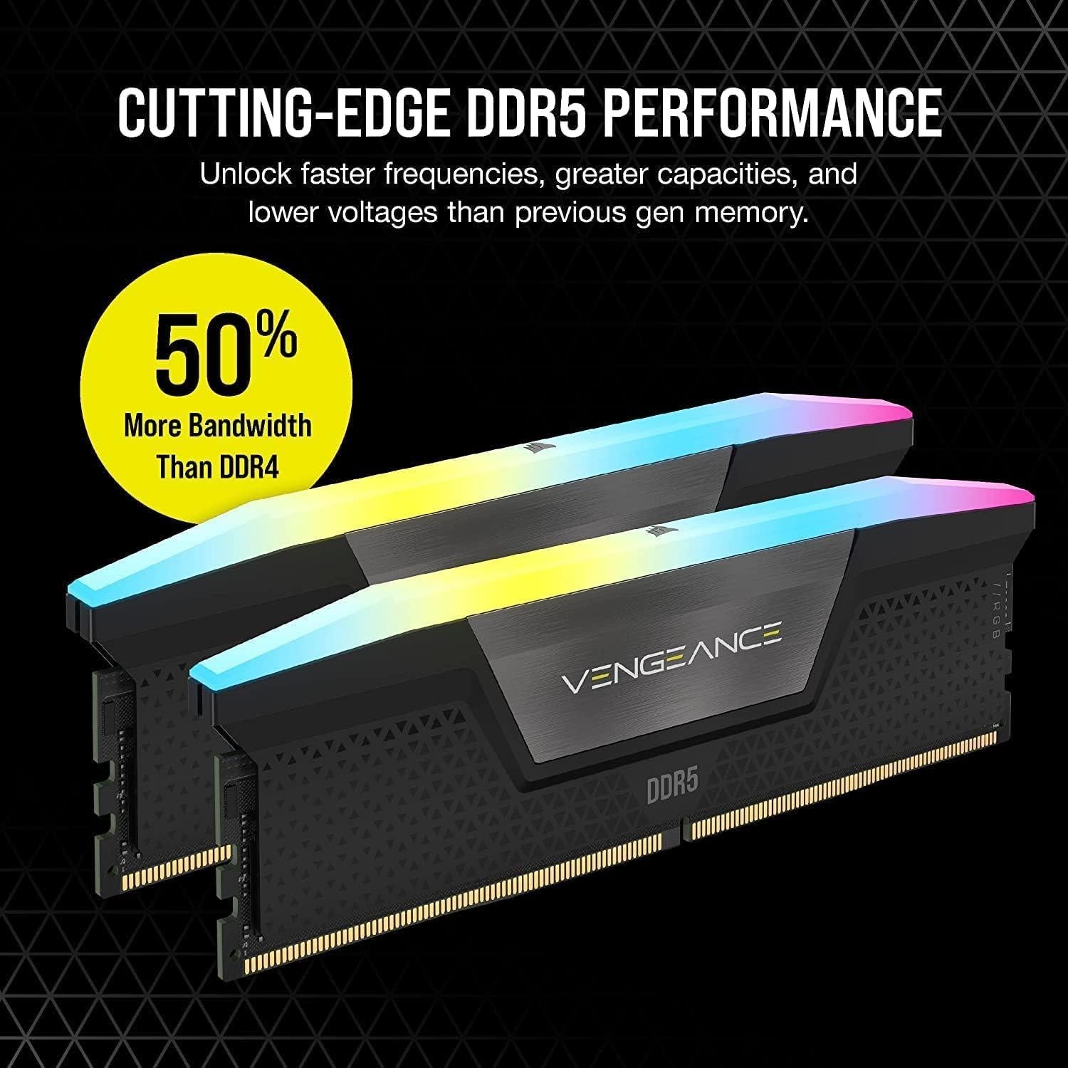 Corsair Vengeance RGB DDR5 RAM 32GB (2x16GB) 6000MHz Cl36 Intel XMP ...